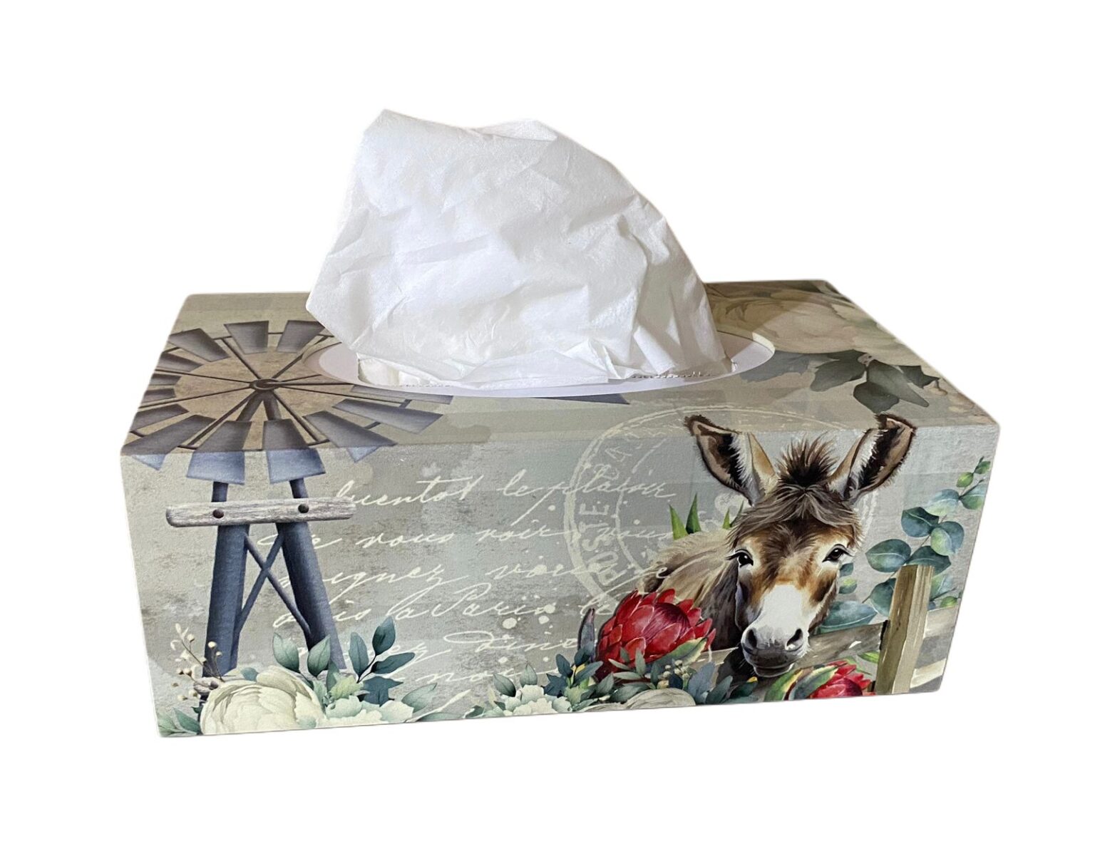 TISSUE BOX – Dark Protea Donkey 2024 – Olka Polka Creations